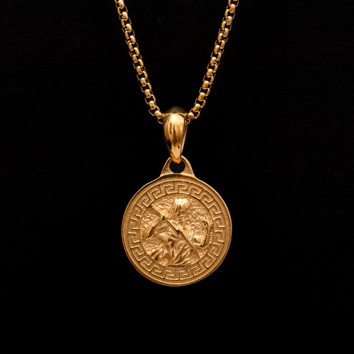 18K Golden Plated Zeus Thunder Necklace for Men of Stainless Steel ...