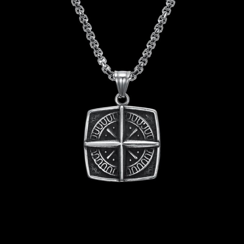 Silver Stainless Steel Titanium Compass Cross Necklace For Men ...
