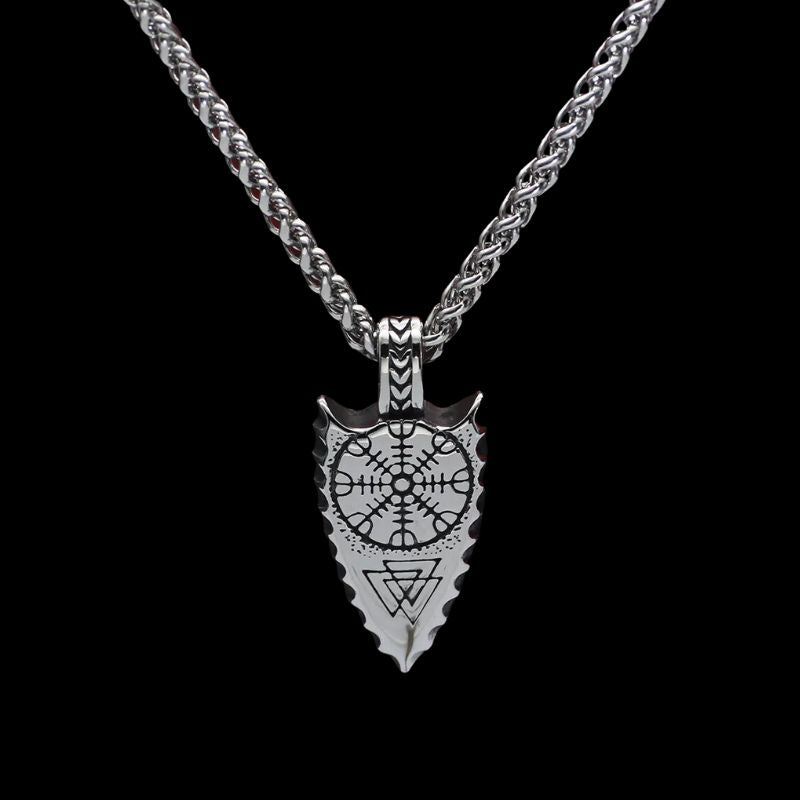 Silver Stainless Steel Viking Runes Arrow Necklace For Men – Manntara Co.