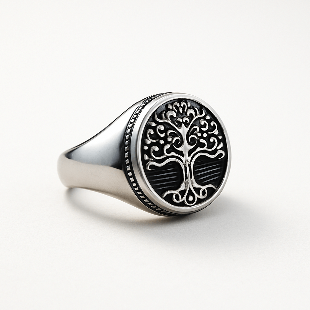 Silver Stainless Steel Tree of Life Ring for Men – Manntara Co.