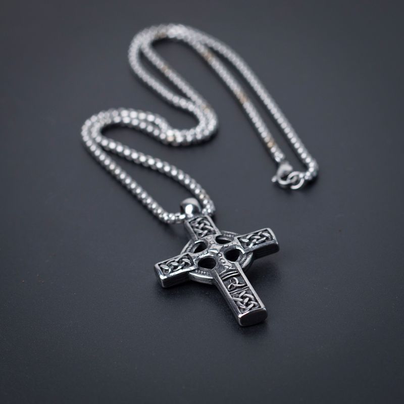 Stainless Steel Rune Cross Necklace For Men – Manntara Co.