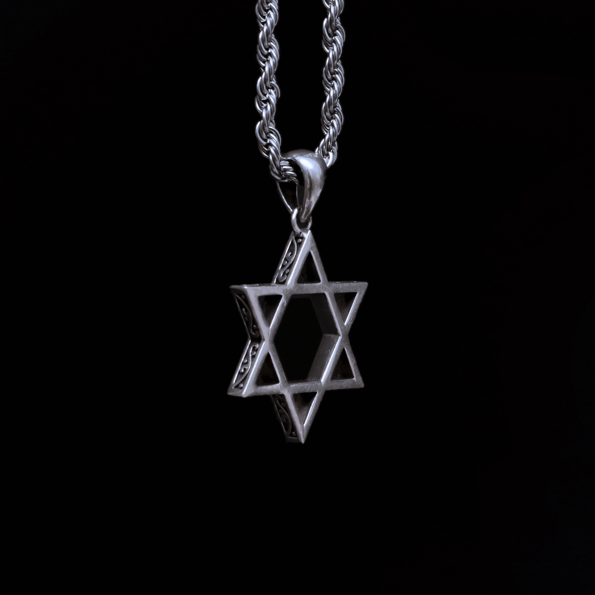 Men's 925 Sterling Silver Star of David Hexagram Necklace - Magen David ...